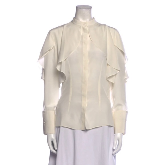 Alexander McQueen | Tops | Alenxander Mcqueen Silk Ruffle Button Down Blouse | Poshmark